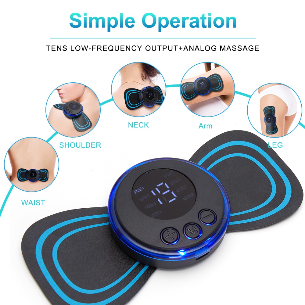 Lcd Display Ems Neck Massage Electric Massager Cervical Neck Back Patch 8 Mode Pulse Muscle